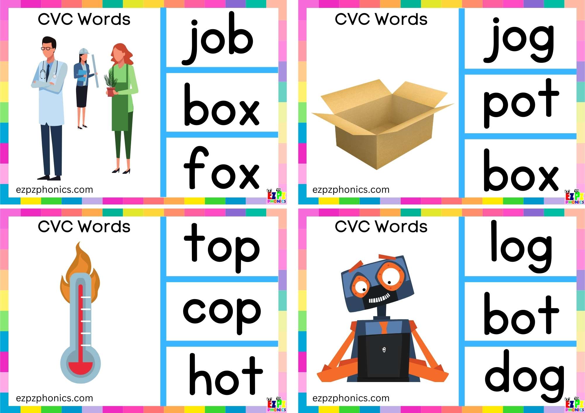 Short o Vowel CVC words Look at the image and clip the correct word 1 - ezpzphonics.com